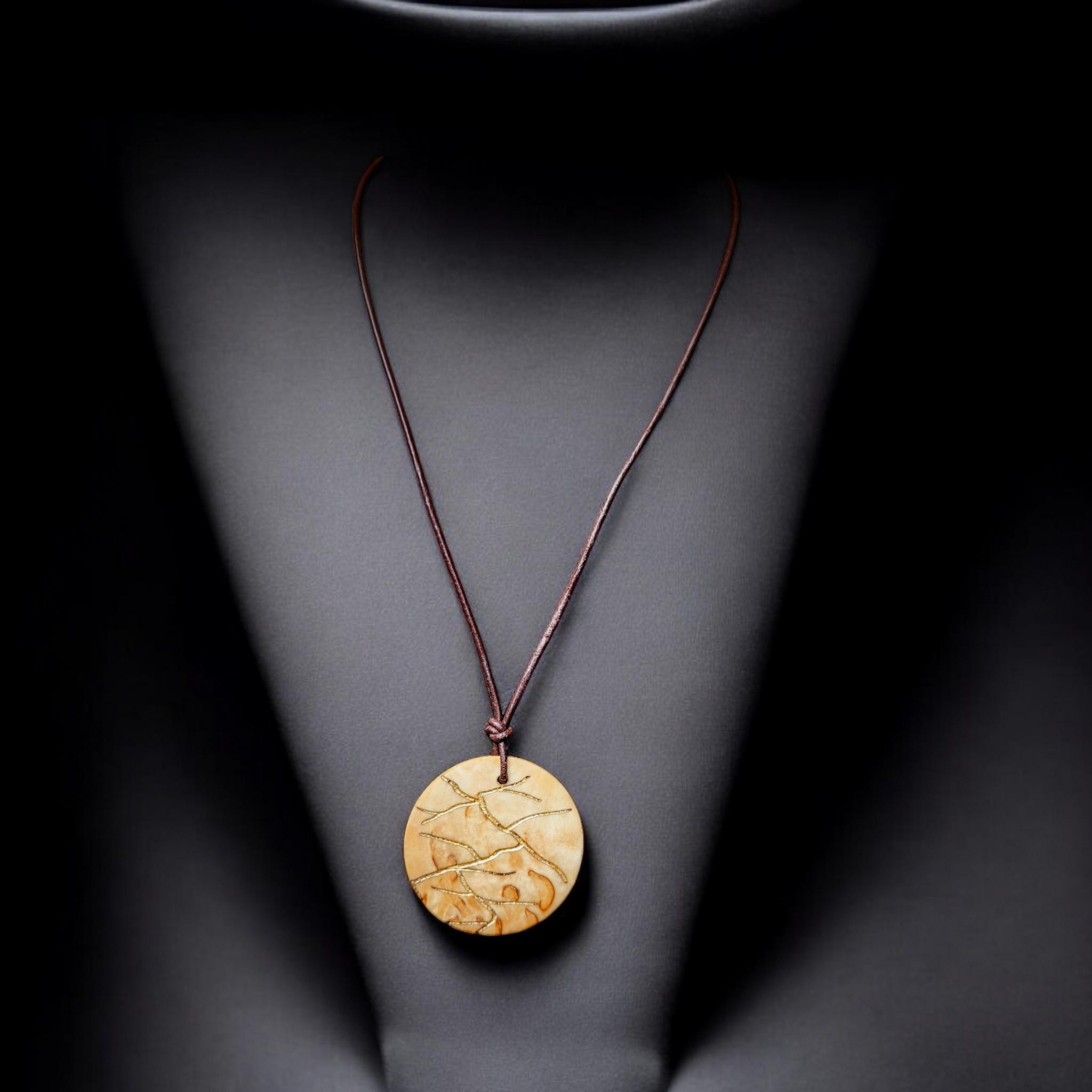 Handcrafted Kintsugi Birch Burl Wood Necklace - 24k Gold Accents - Etsy