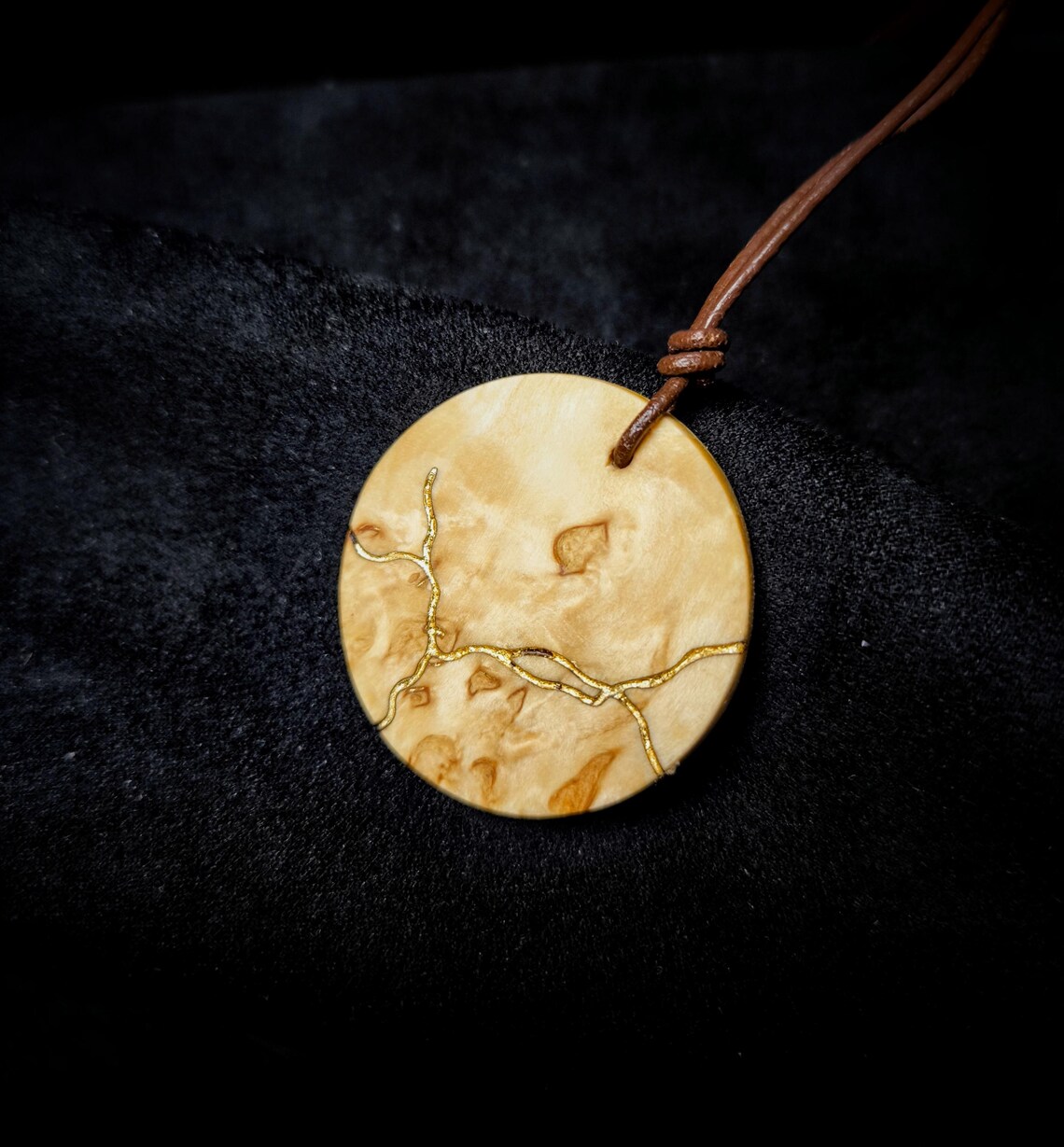 Handcrafted Kintsugi Birch Burl Wood Necklace 24k Gold Accents - Etsy