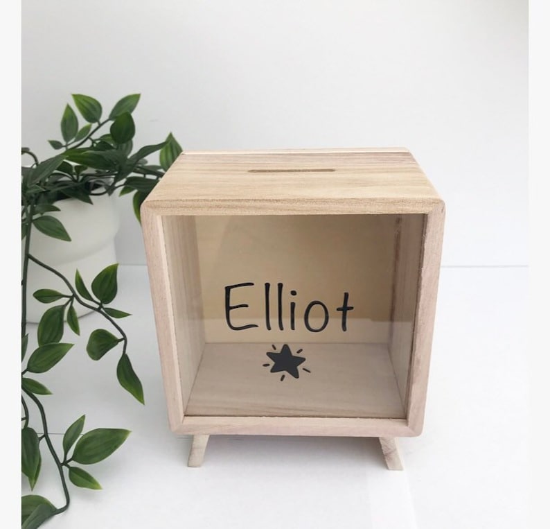 Personalised Wooden Money Box - Etsy Australia
