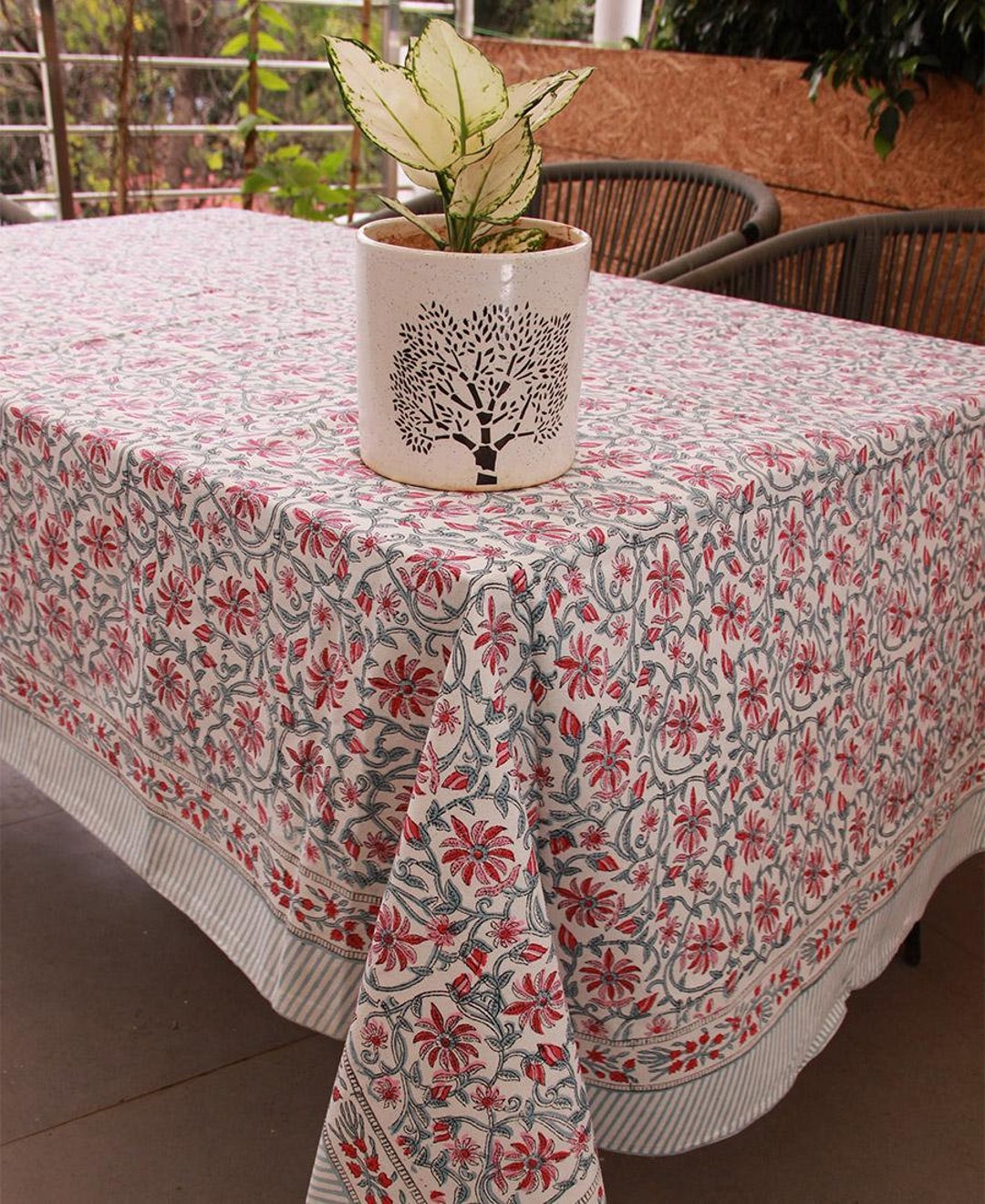 Pink Jaali Floral Handblock Print With Vegetable Dye 100% Pure Cotton ...