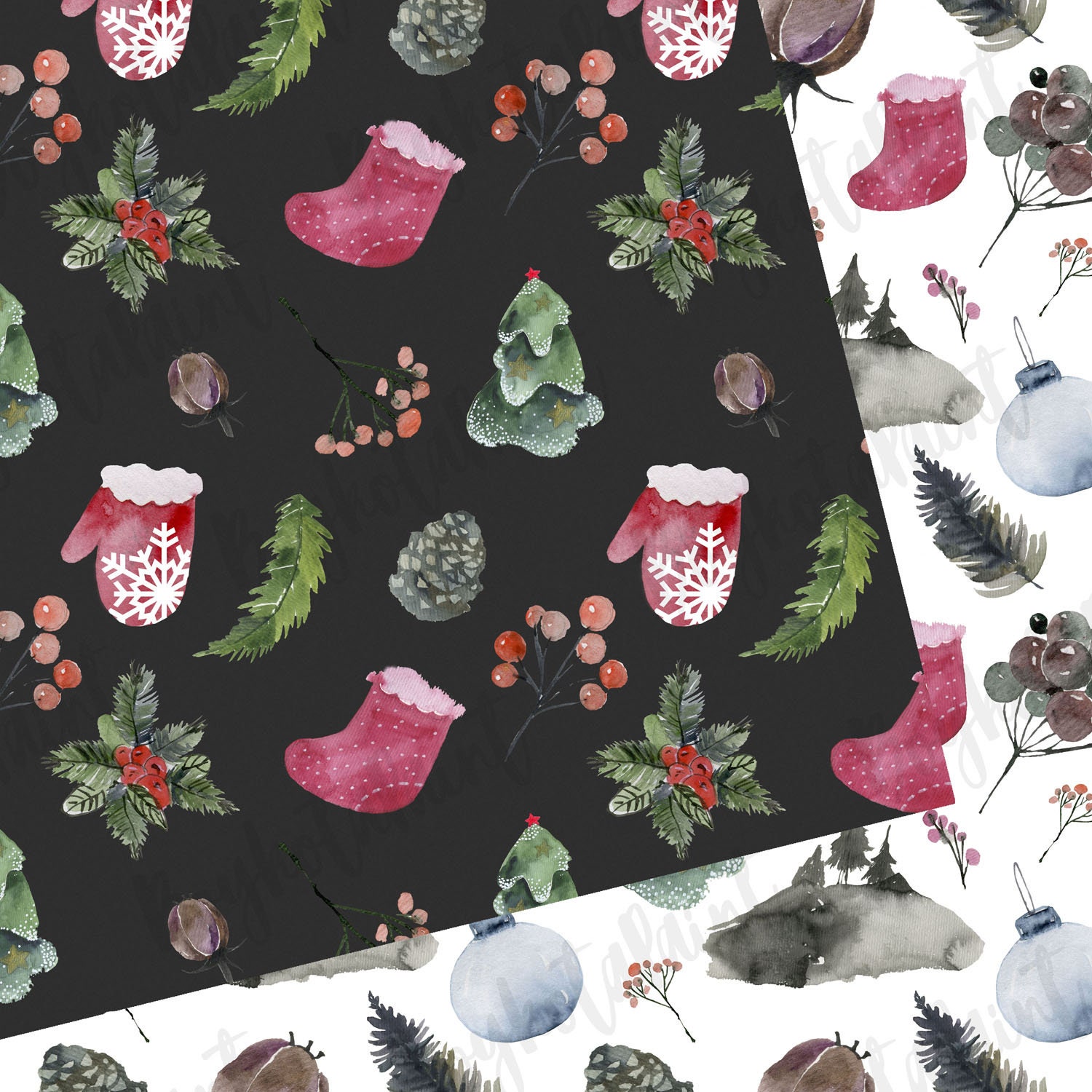 Winter digital paper. Cute wrapping paper. Christmas digital | Etsy