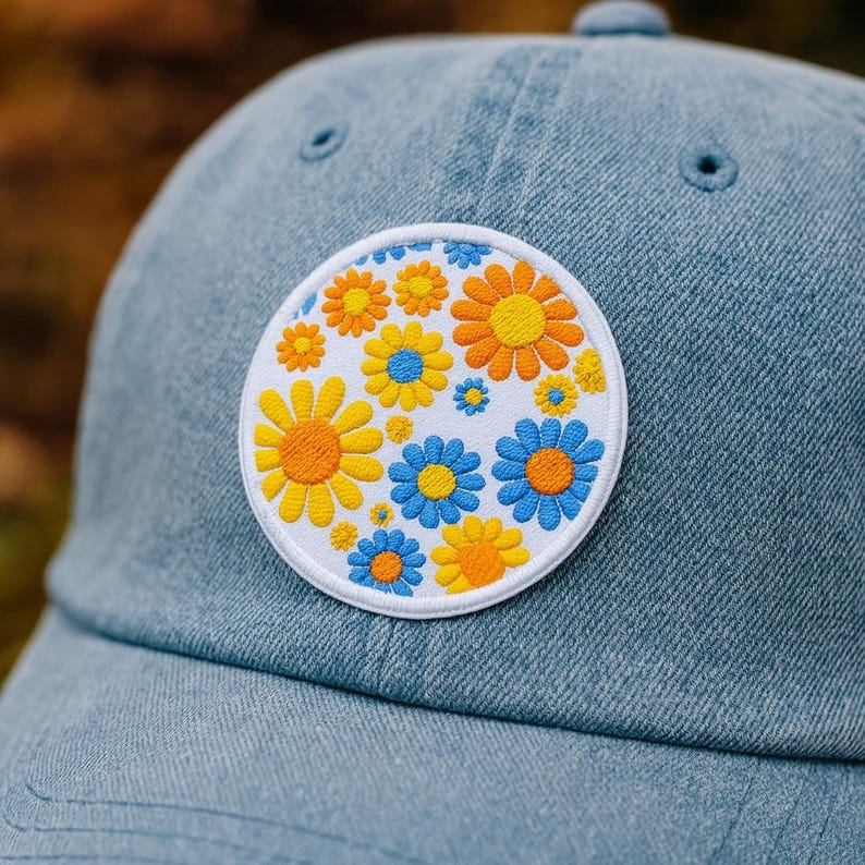 Retro Floral Patch – Flower Power Badge for Clothing & Bags, Daisy ...