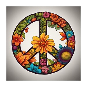 Flower Peace Sign Sticker, Vinyl Stickers Decals, Colorful Wildflower ...