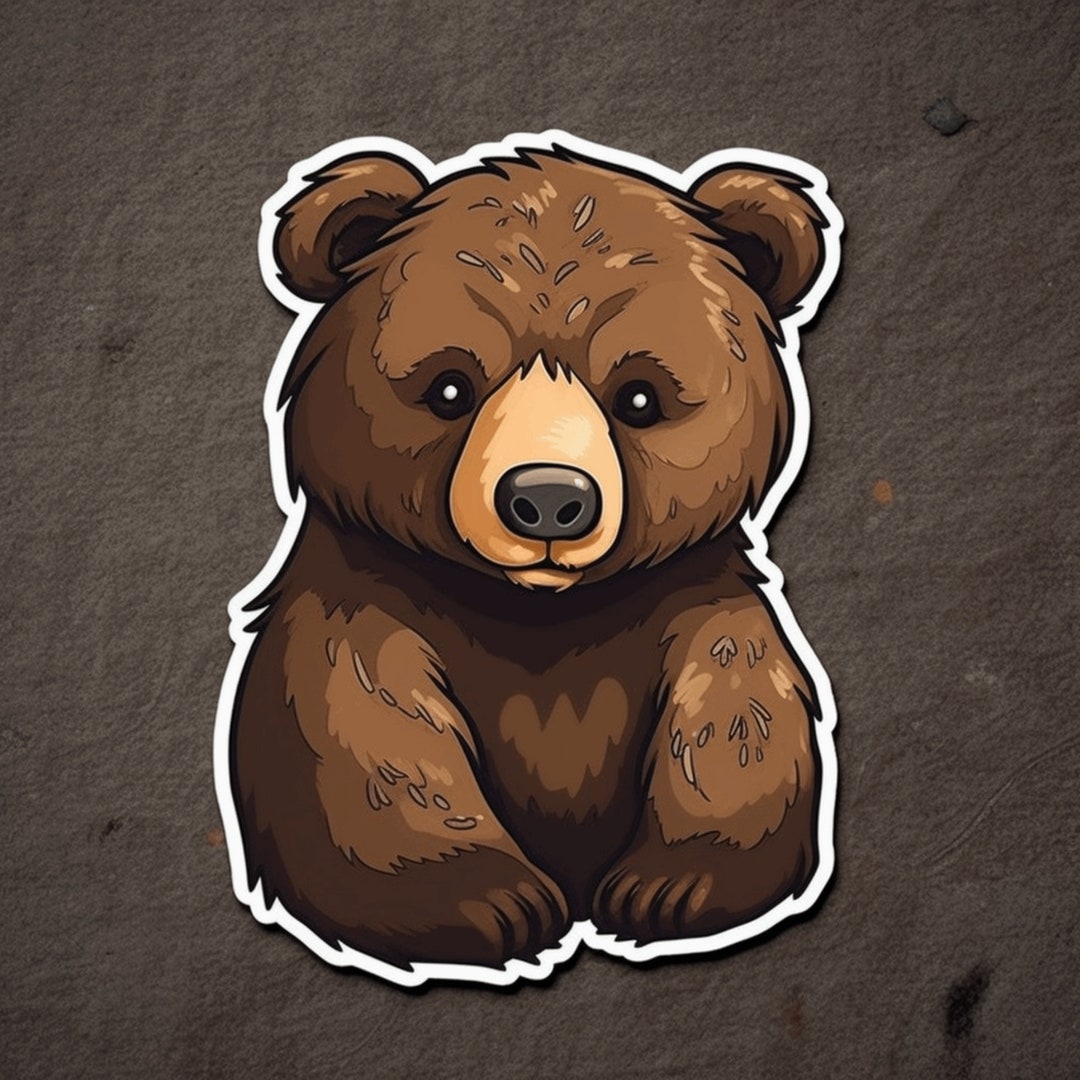 Brown Bear Sticker, Vinyl Stickers Decals, Wild Animals Sticker, Nature ...