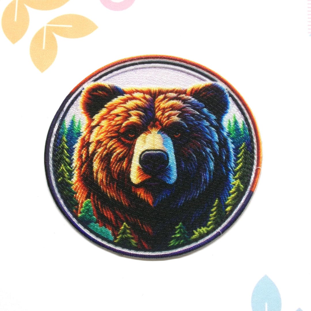 Grizzly Bear Patch - Animal Badge Iron-on/sew-on Applique for Backpack ...