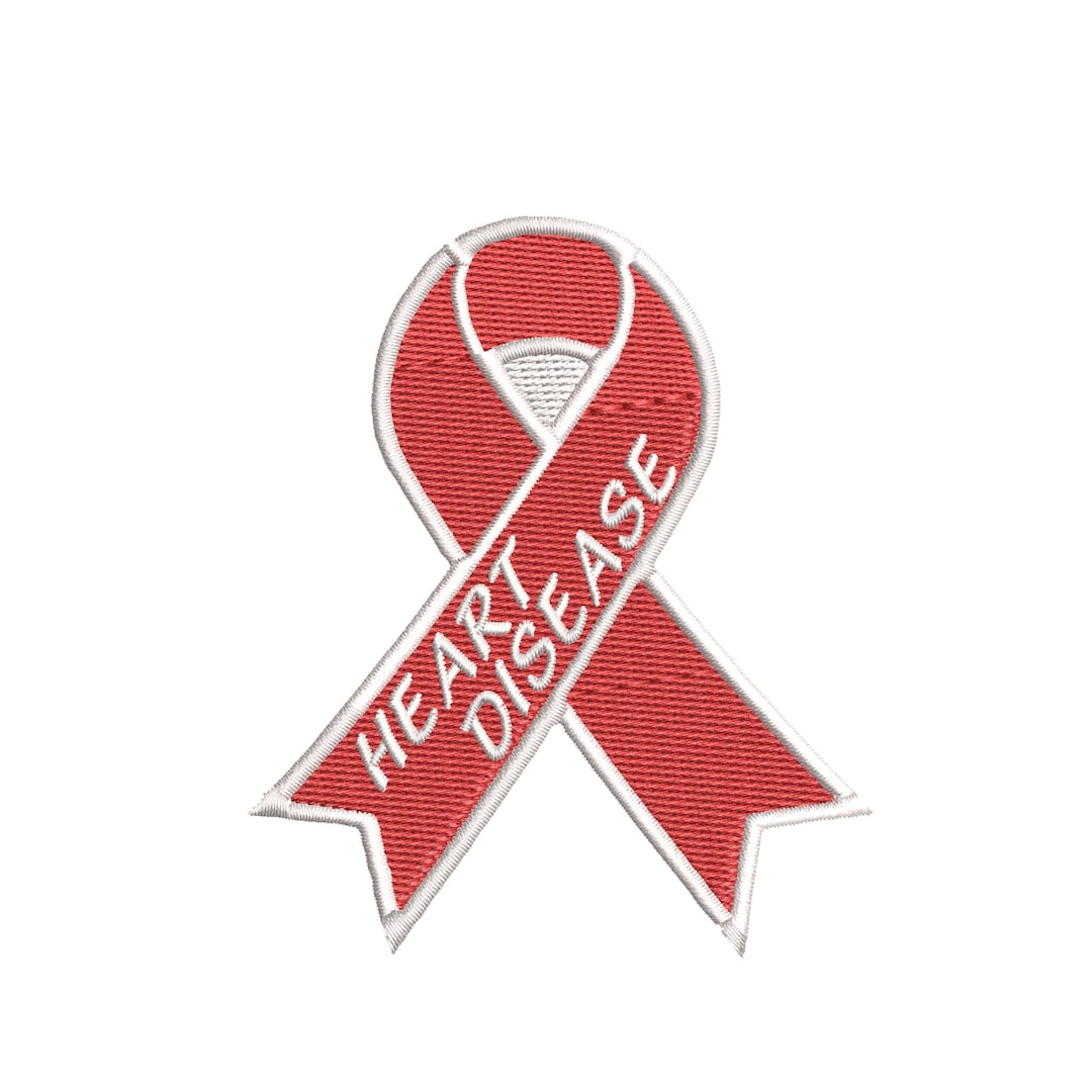 Heart Disease Awareness Red Ribbon Patch Embroidered Iron-on Applique ...