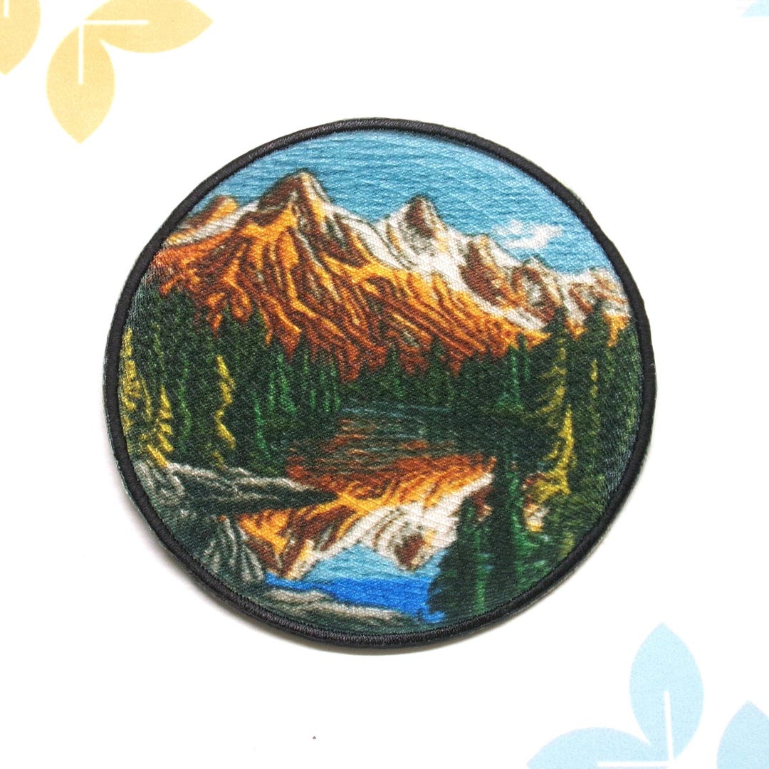 Mountain Lake Patch - Nature Badge Iron-on Applique for Backpacks ...