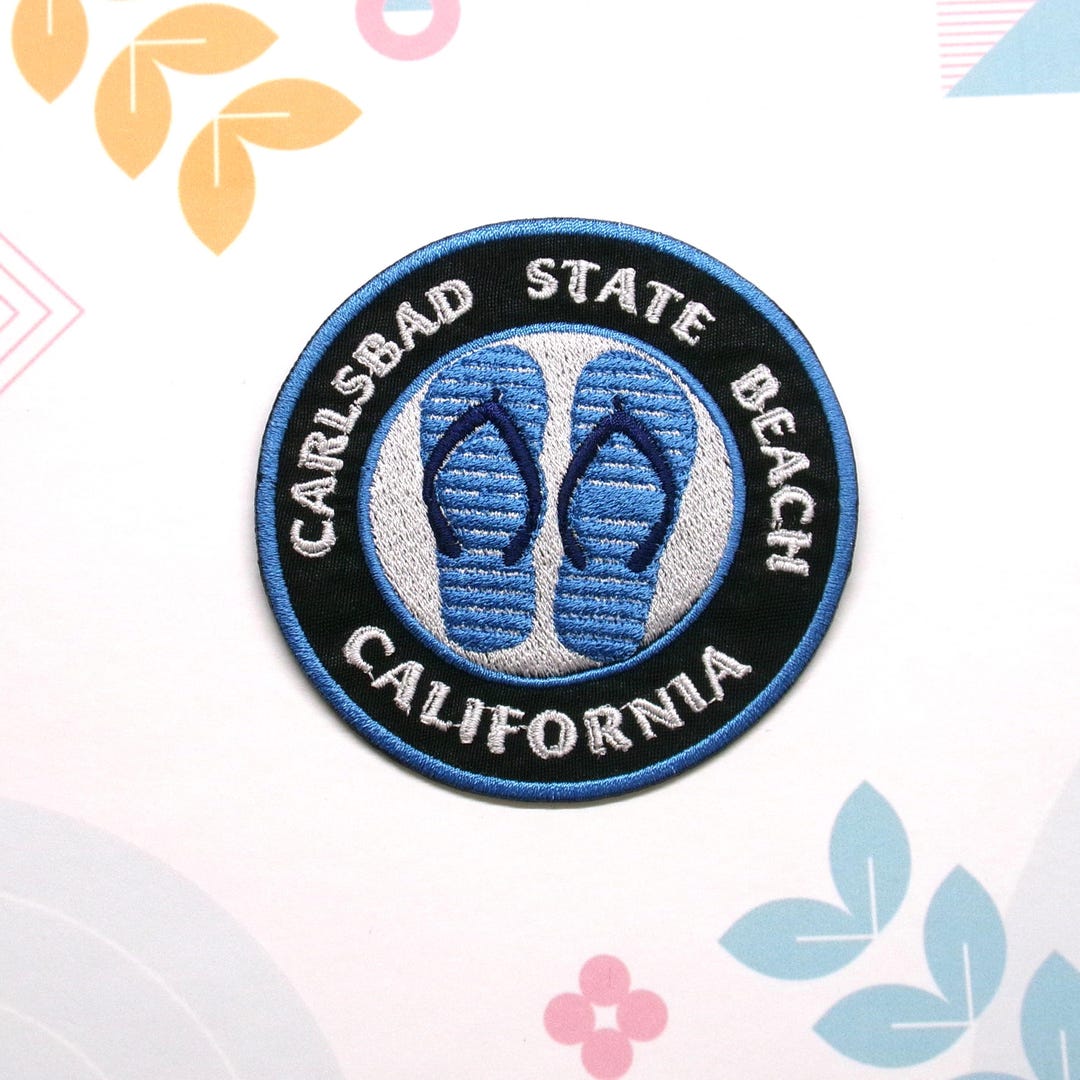 Carlsbad State Beach California Patch Flip Flops Patch Embroidered Iron ...