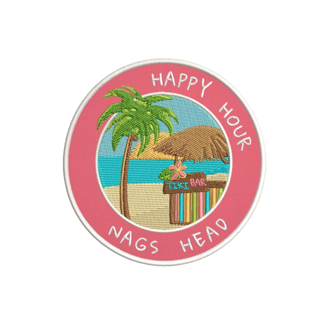 Happy Hour Nags Head Tiki Bar Embroidered Patch Iron-on / Sew-on Badge ...