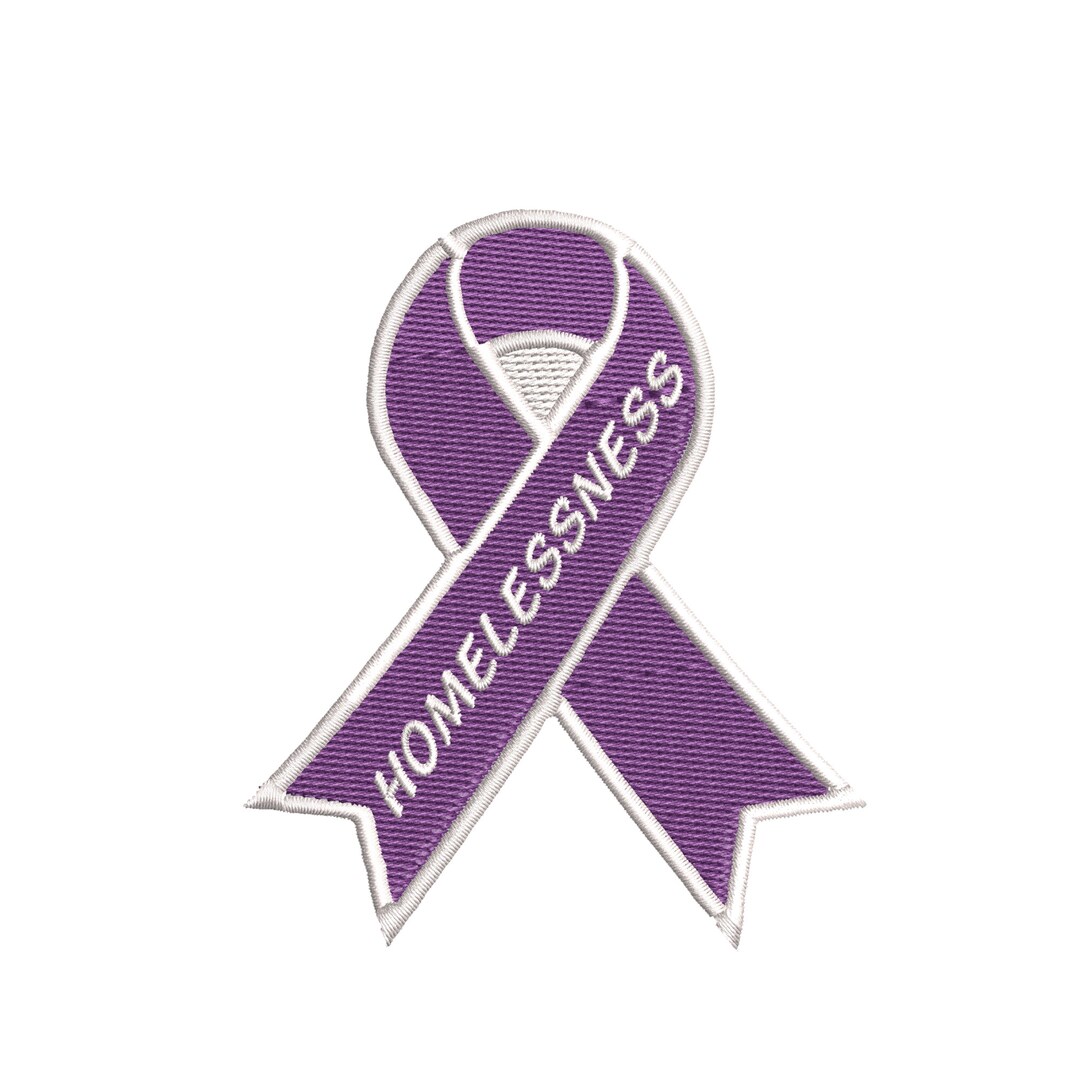 Homelessness Awareness Purple Ribbon Patch Embroidered Iron-on Applique ...
