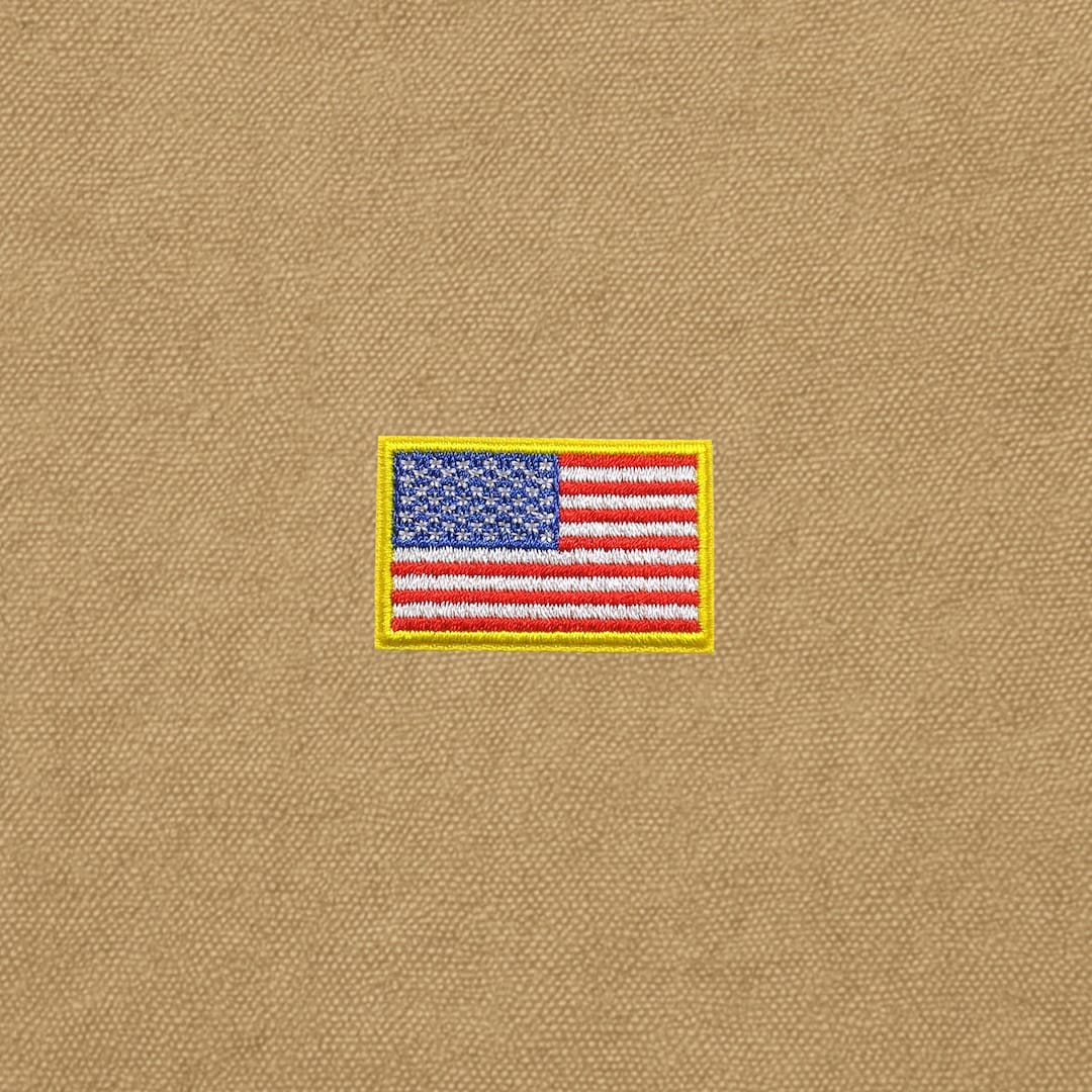 American Flag Patch Embroidered Iron-on, Gold Border USA (veteran Made ...
