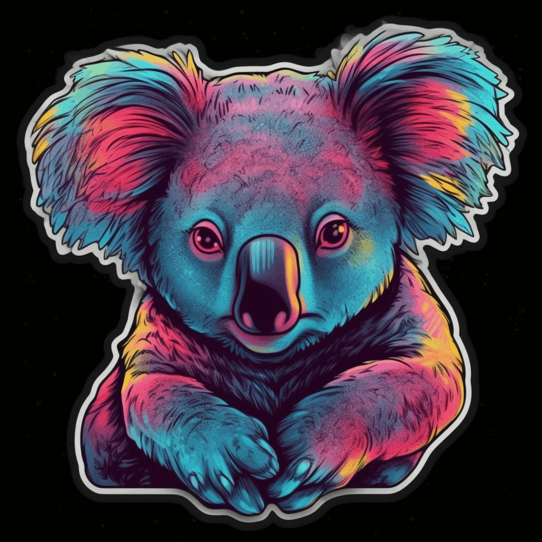 Colorful Koala Bear Sticker, Vinyl Stickers Decals, Wild Animal Sticker ...