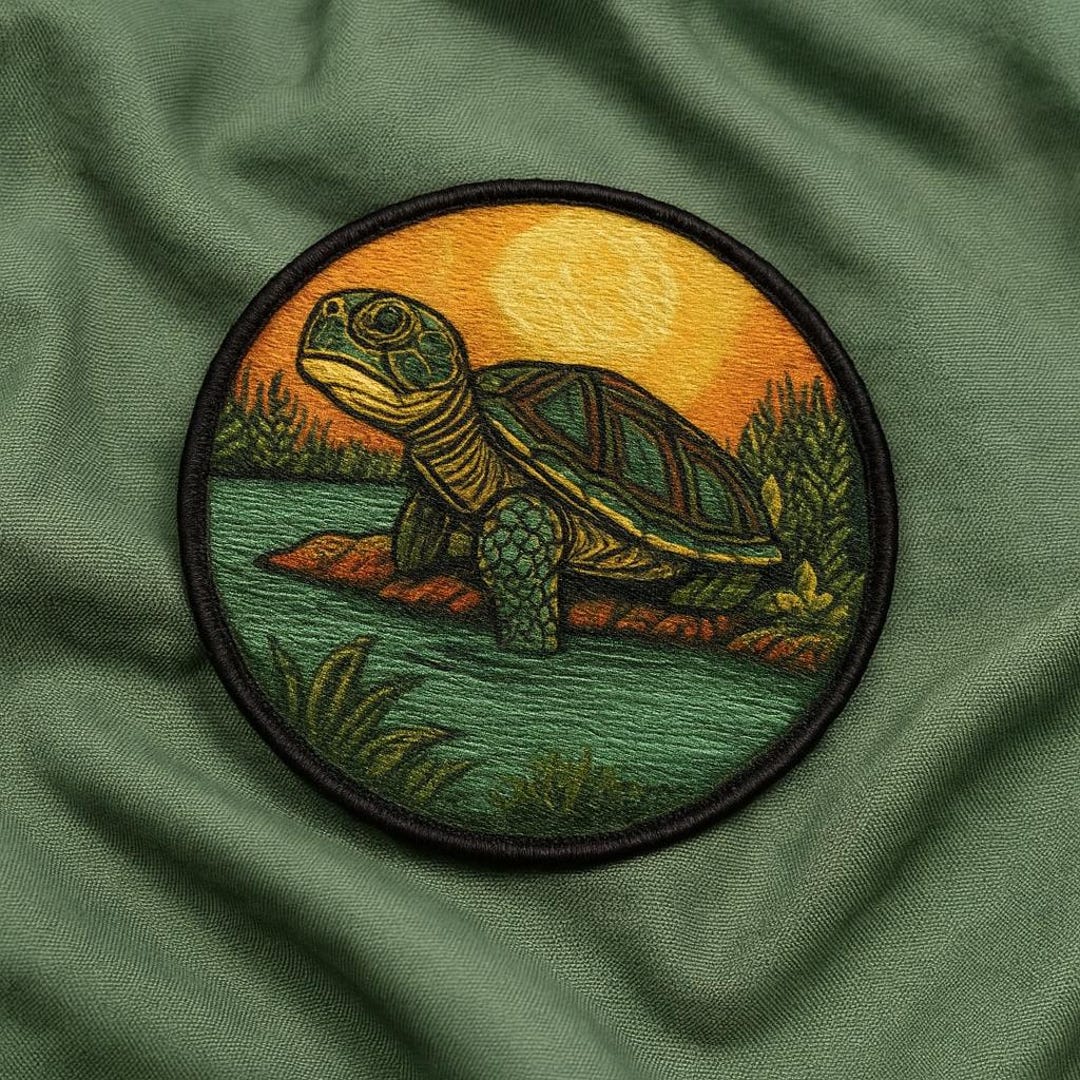 Iron-on Baby Turtle Patch/fishing Badge/sew-on Applique/nature Lover ...