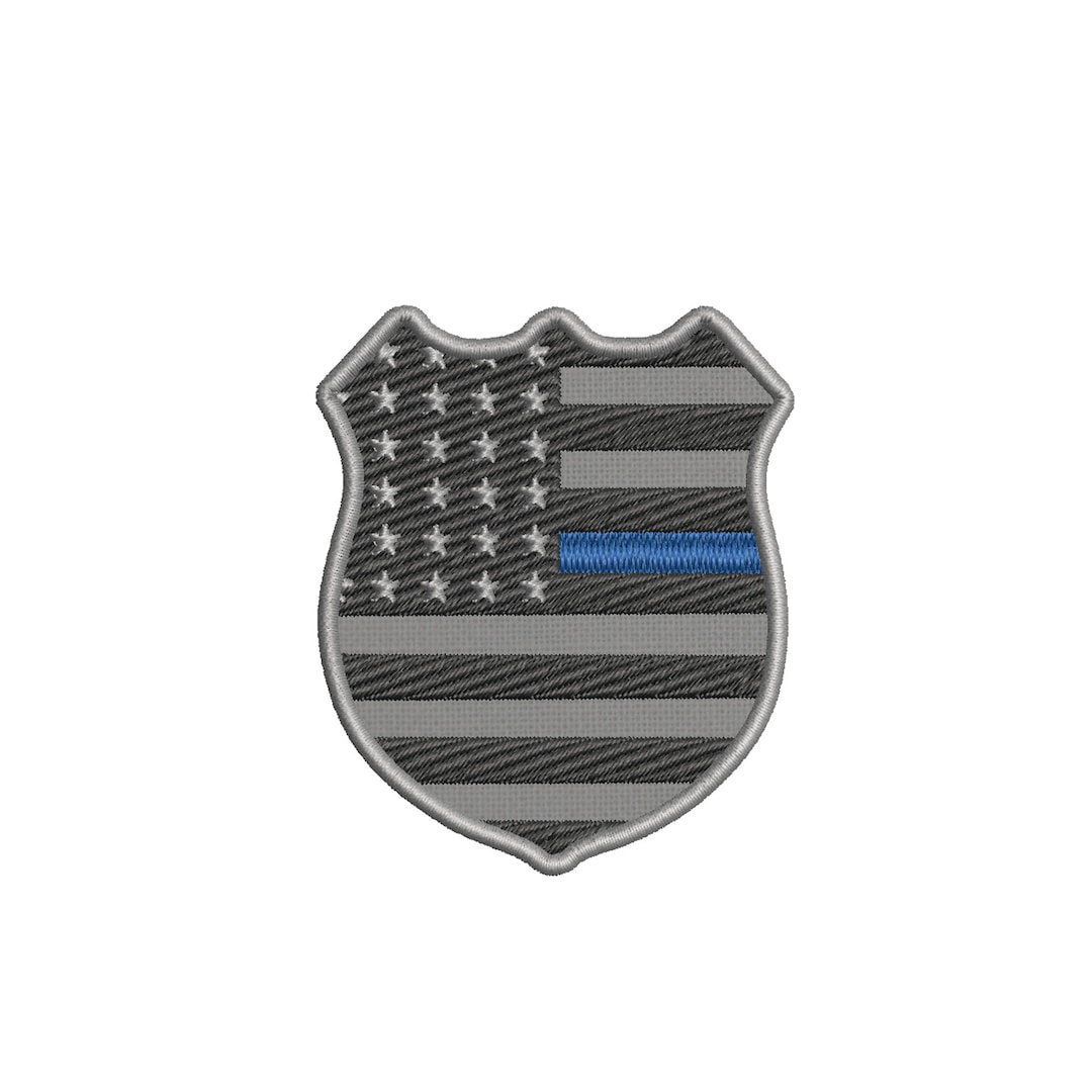 USA American Flag With Thin Blue Line Black/grey Embroidered Patch Iron ...