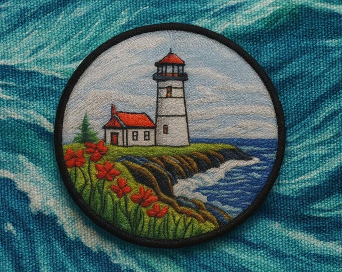 Lighthouse - Tropical Flower - Beacon - Nautical - Embroidered Iron on ...