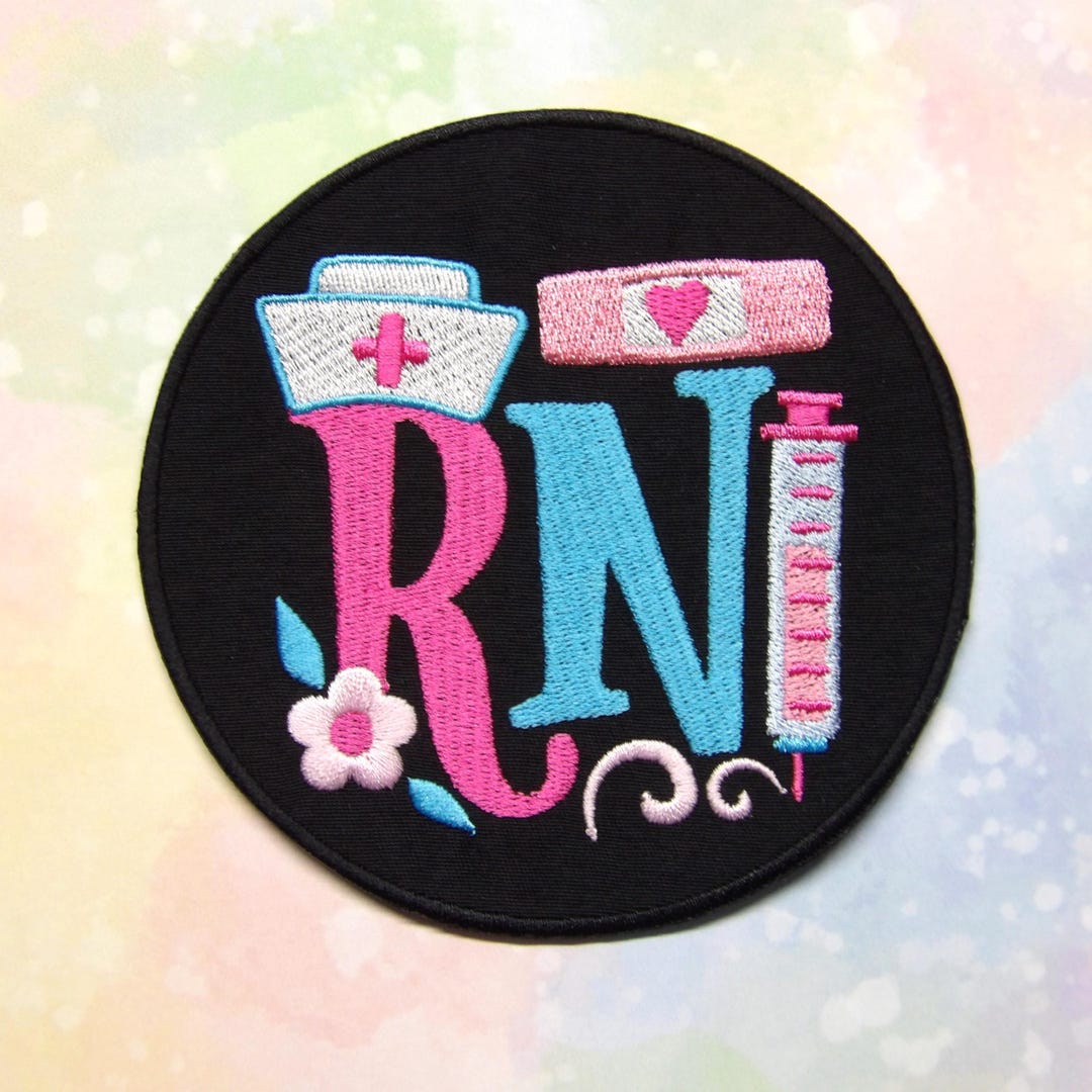 RN Nurse Patch Embroidered Iron-on DIY Applique for Uniform Jacket ...