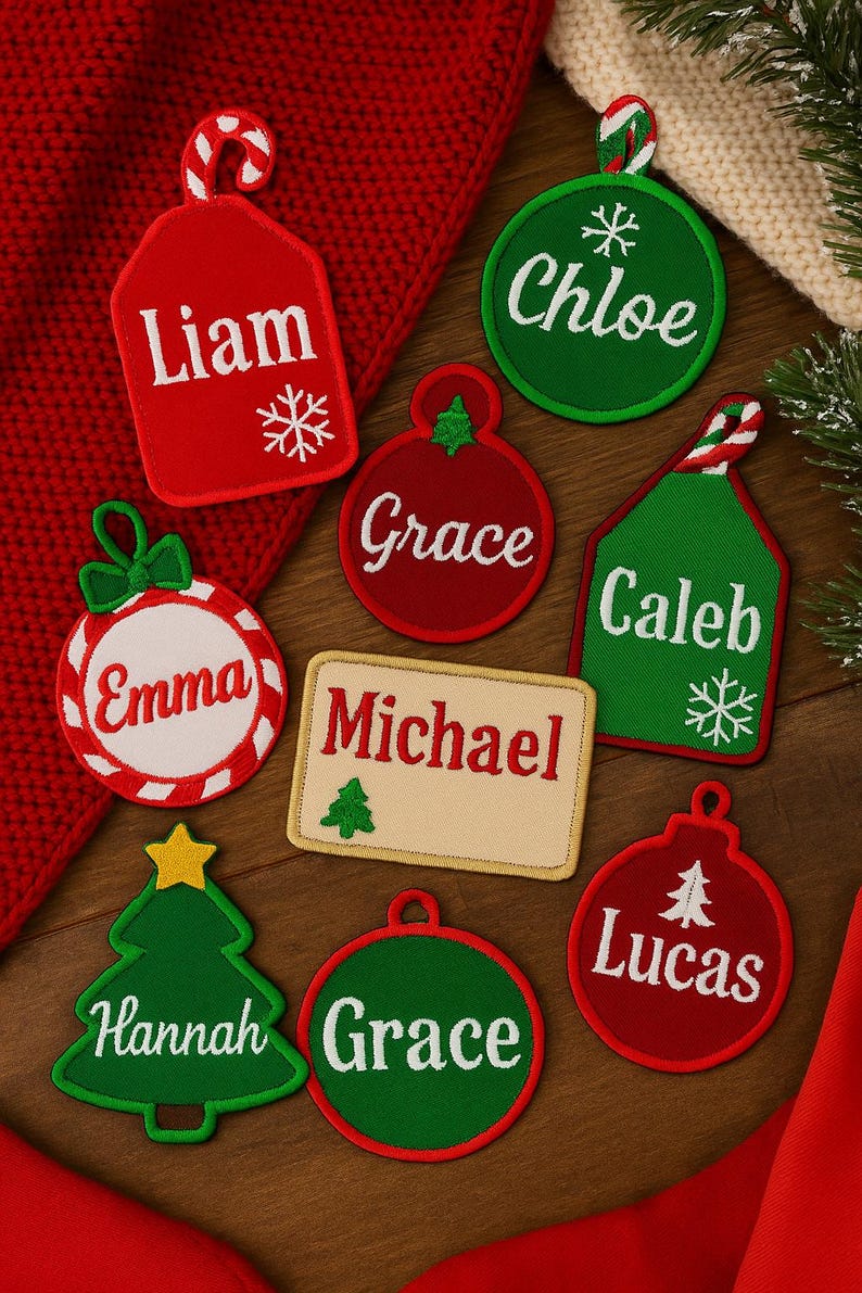 Custom Christmas Name Patch, Custom Name Patch, Sew/iron on Embroidery ...