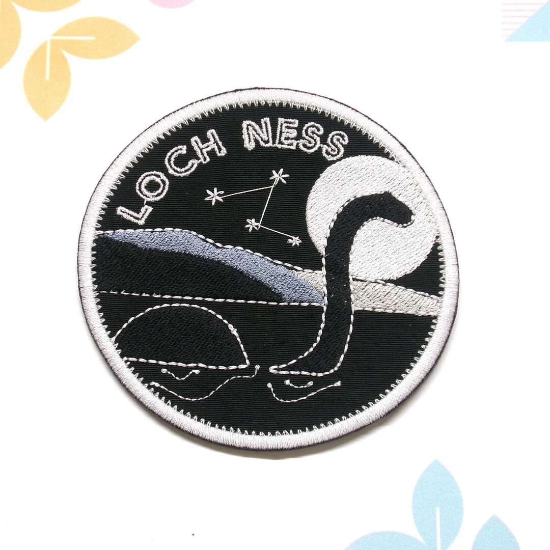 Loch Ness Monster Patch Embroidered Iron-on Applique Clothing, Cryptid Badge, Supernatural Patch ...