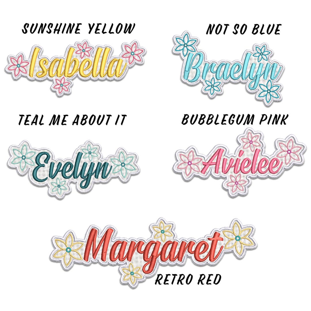Embroidered Custom Daisy Name Patch, Colorful Flower Name Patch, Sew ...