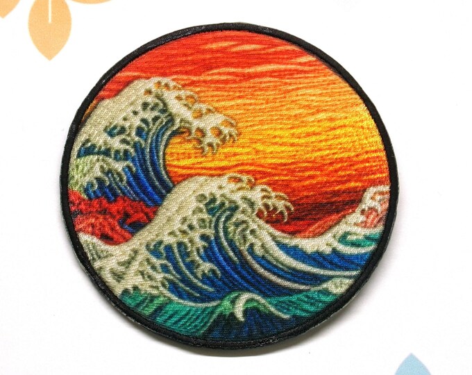 Wave Patch Simple Beach Ocean Embroidered Iron on Patches Custom ...