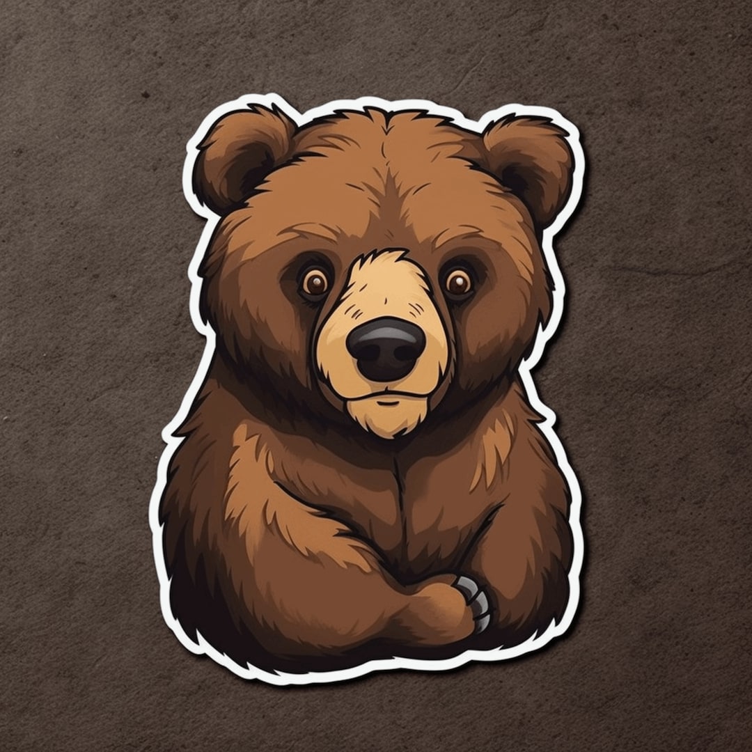 Brown Bear Sticker, Vinyl Stickers Decals, Wild Animals Sticker, Nature ...