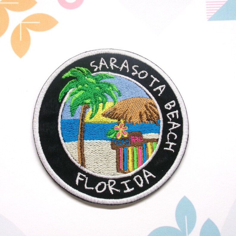 Sarasota Beach Florida Patch Embroidered Iron-on Applique for Tote Bags ...