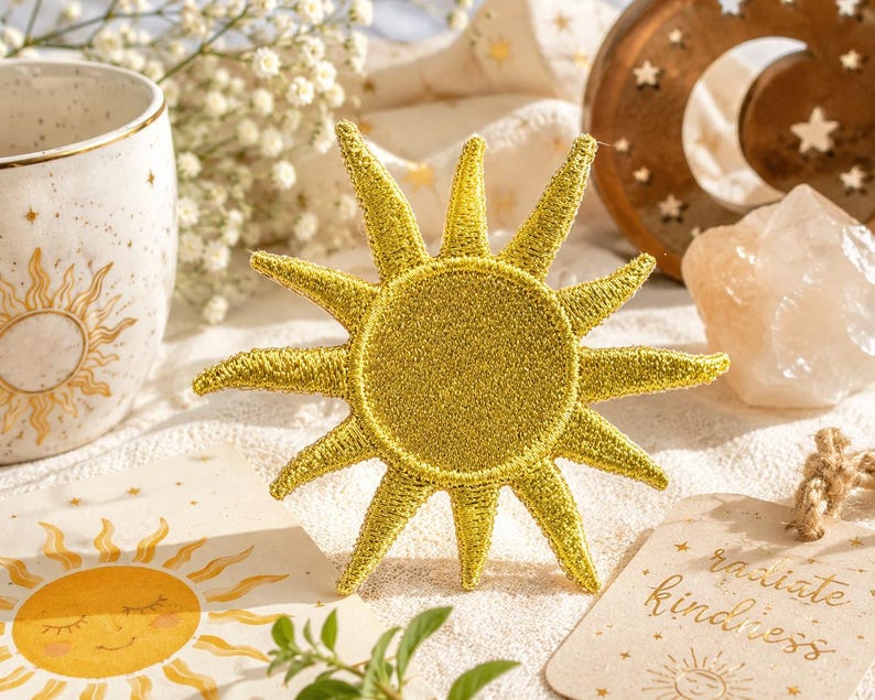 Gold Radiant Sun Patch/iron-on Patch/celestial/sunshine Energy/festival ...
