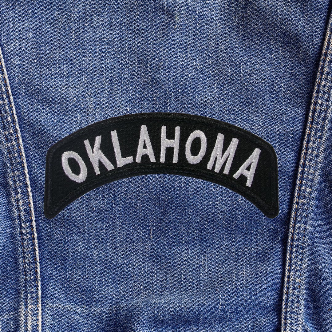 Oklahoma Rocker Patch Embroidered Iron on Sew on Biker Vest Jacket ...