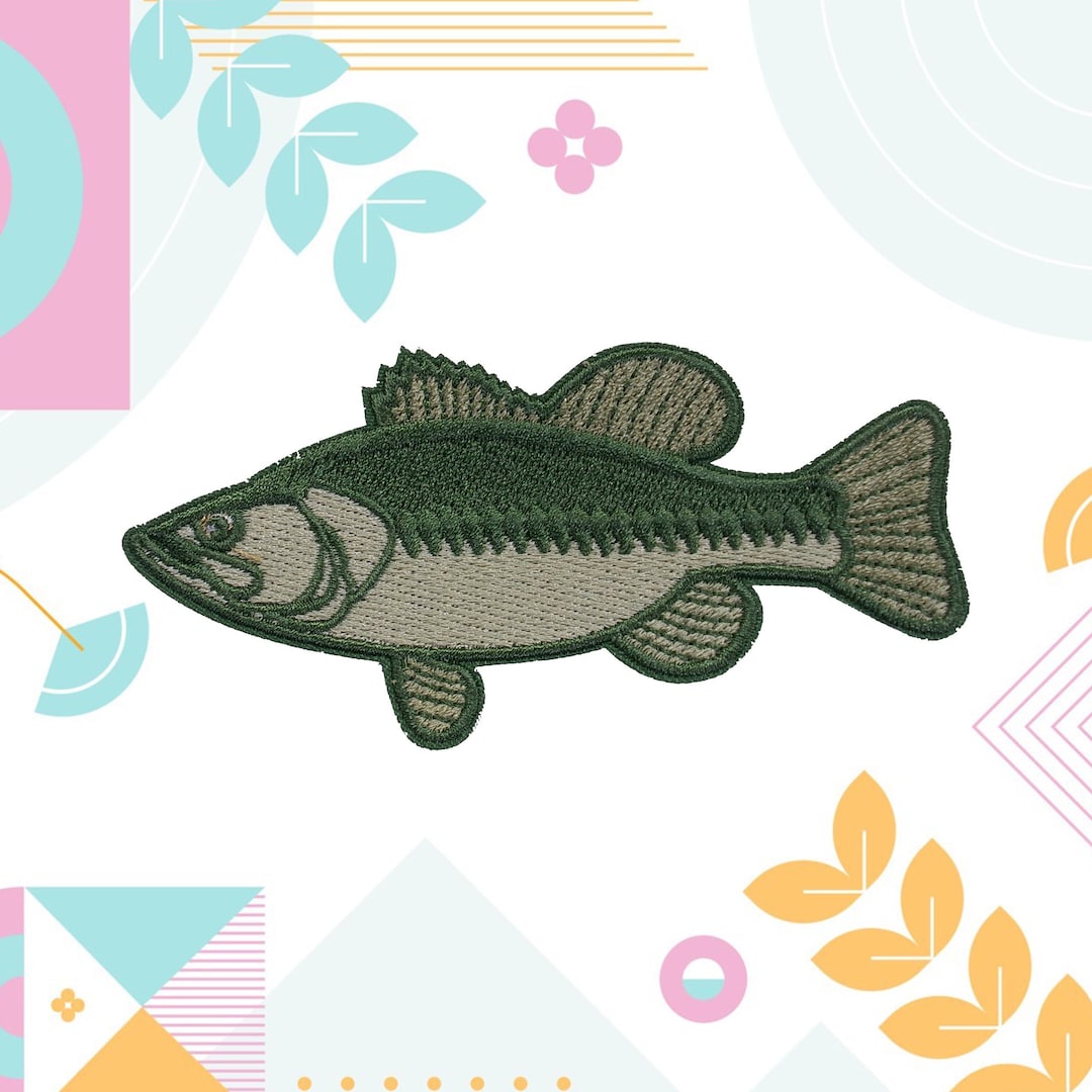 Large Mouth Bass Fish Patch/4"x2" Iron-on Nature Badge/decorative Patch ...