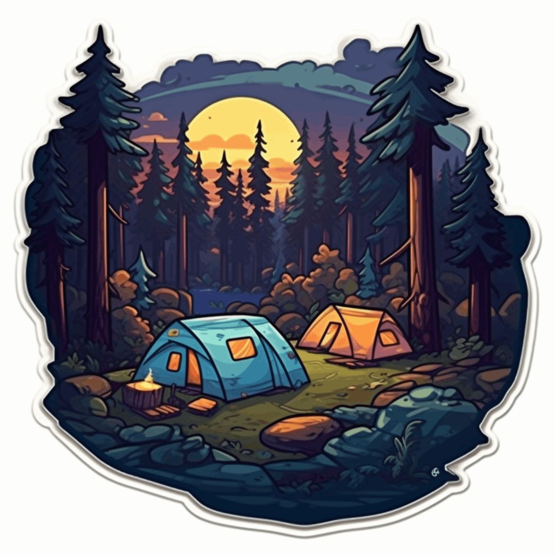 Camping in the Woods Sticker, Vinyl Stickers Decals, Hiking Sticker ...