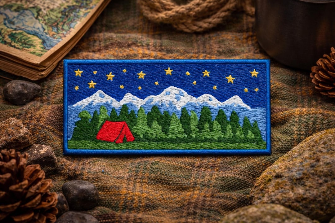 Camping in the Forest Patch/iron-on Patch/mountains Trees Stars/nature ...