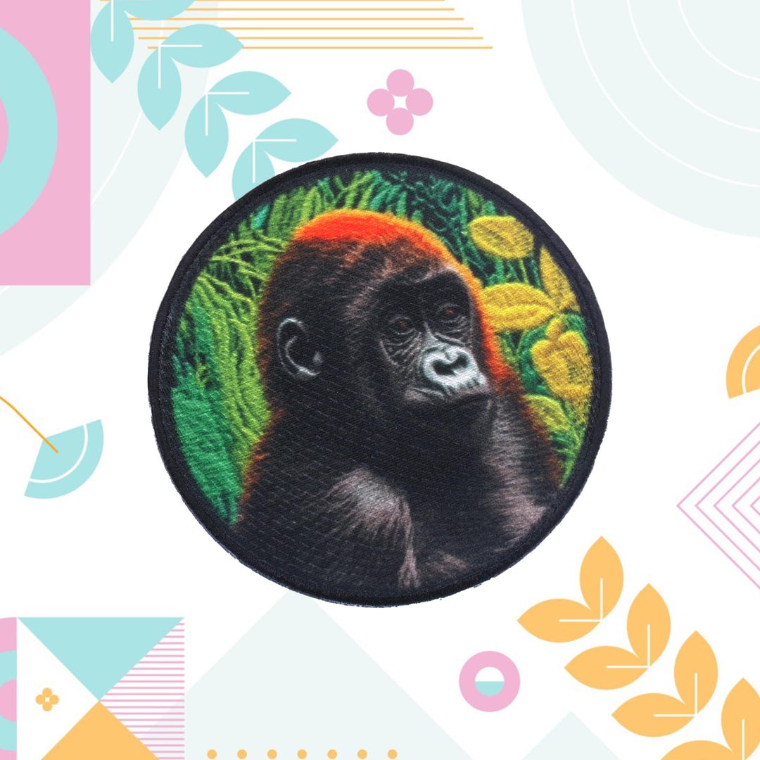 Iron-on Baby Gorilla Patch/sew-on Wild Animal Badge/decorative Patch ...