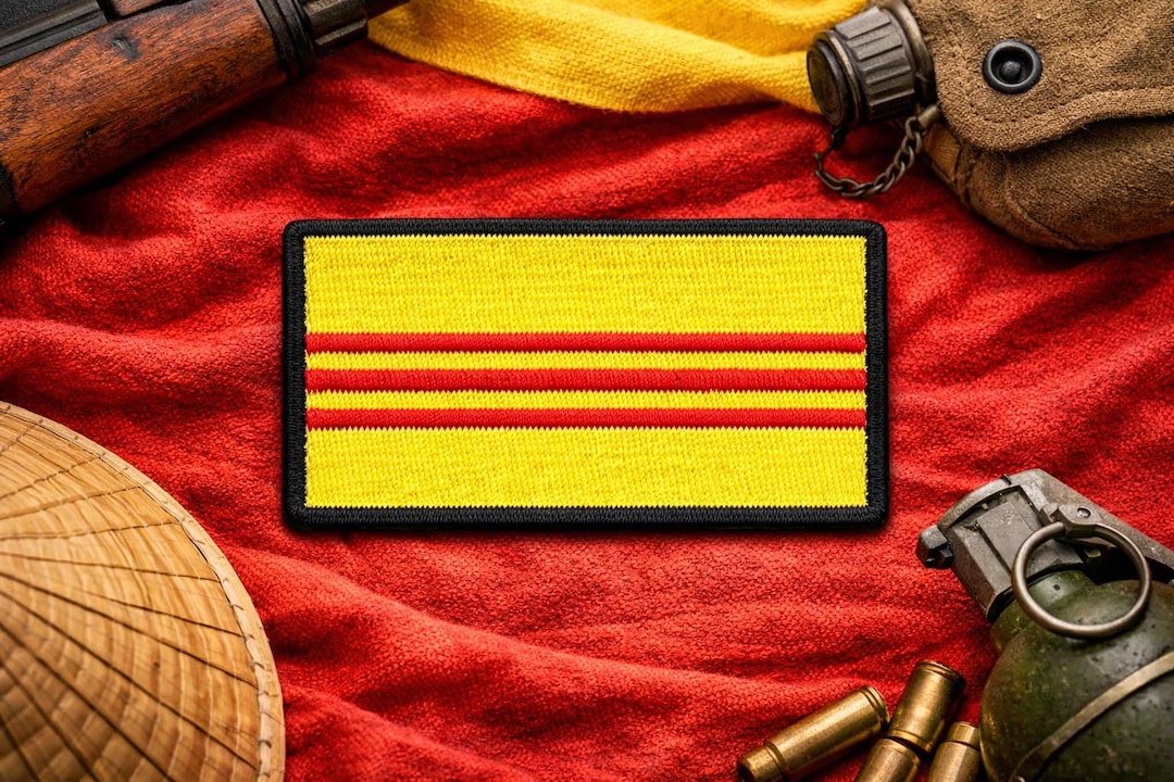 South Vietnam Flag Patch: Classic Yellow Red Stripes - Embroidered Iron ...