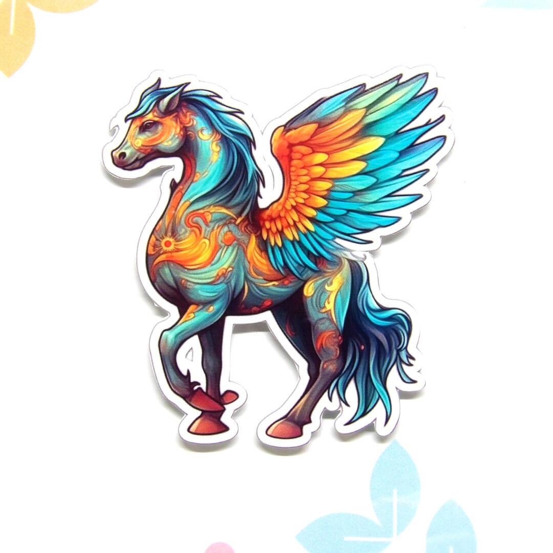Colorful Pegasus Sticker, Vinyl Stickers Decals, Medieval, Mythical ...