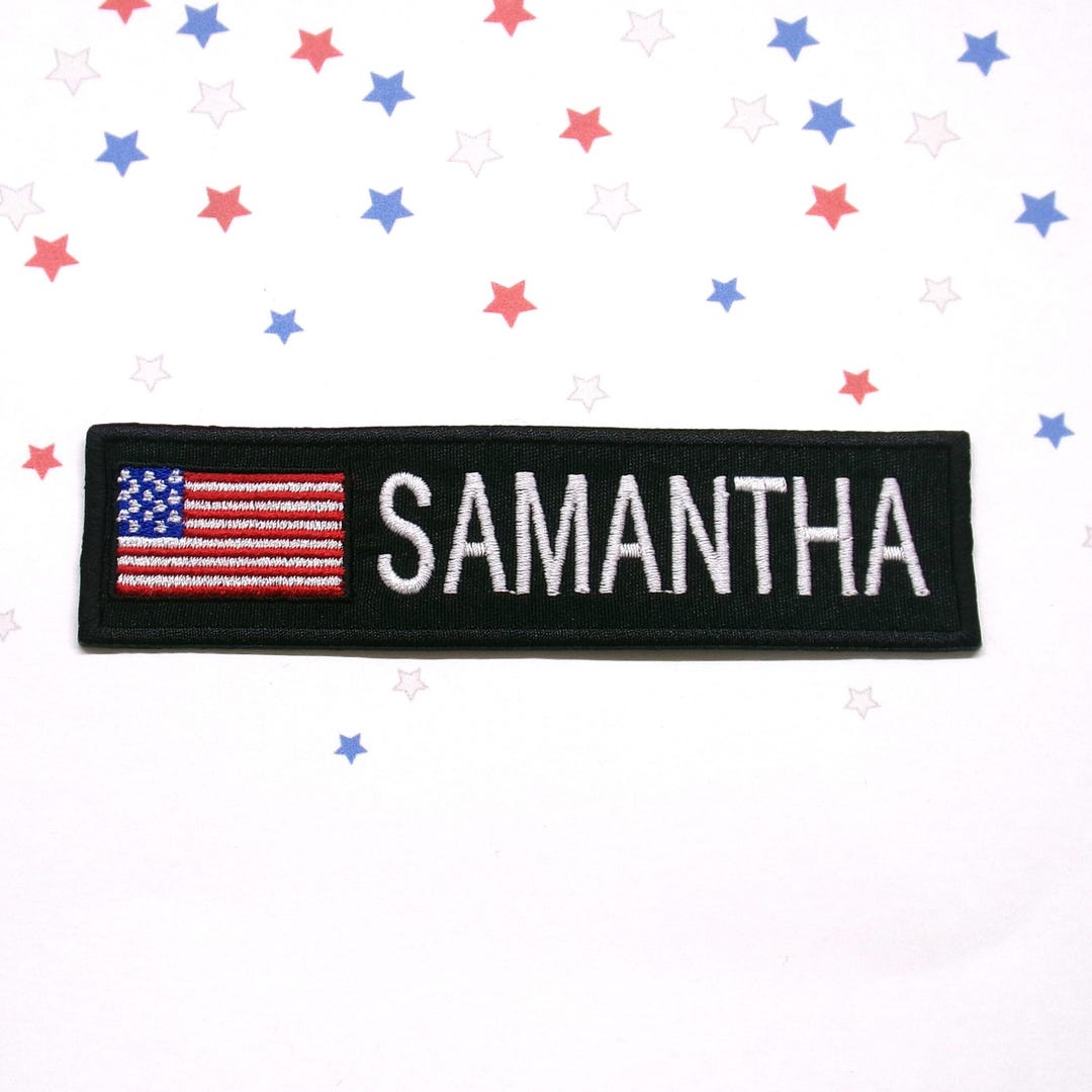 5"x1.3" USA American Flag Personalized Name Tag Embroidered Patch ...