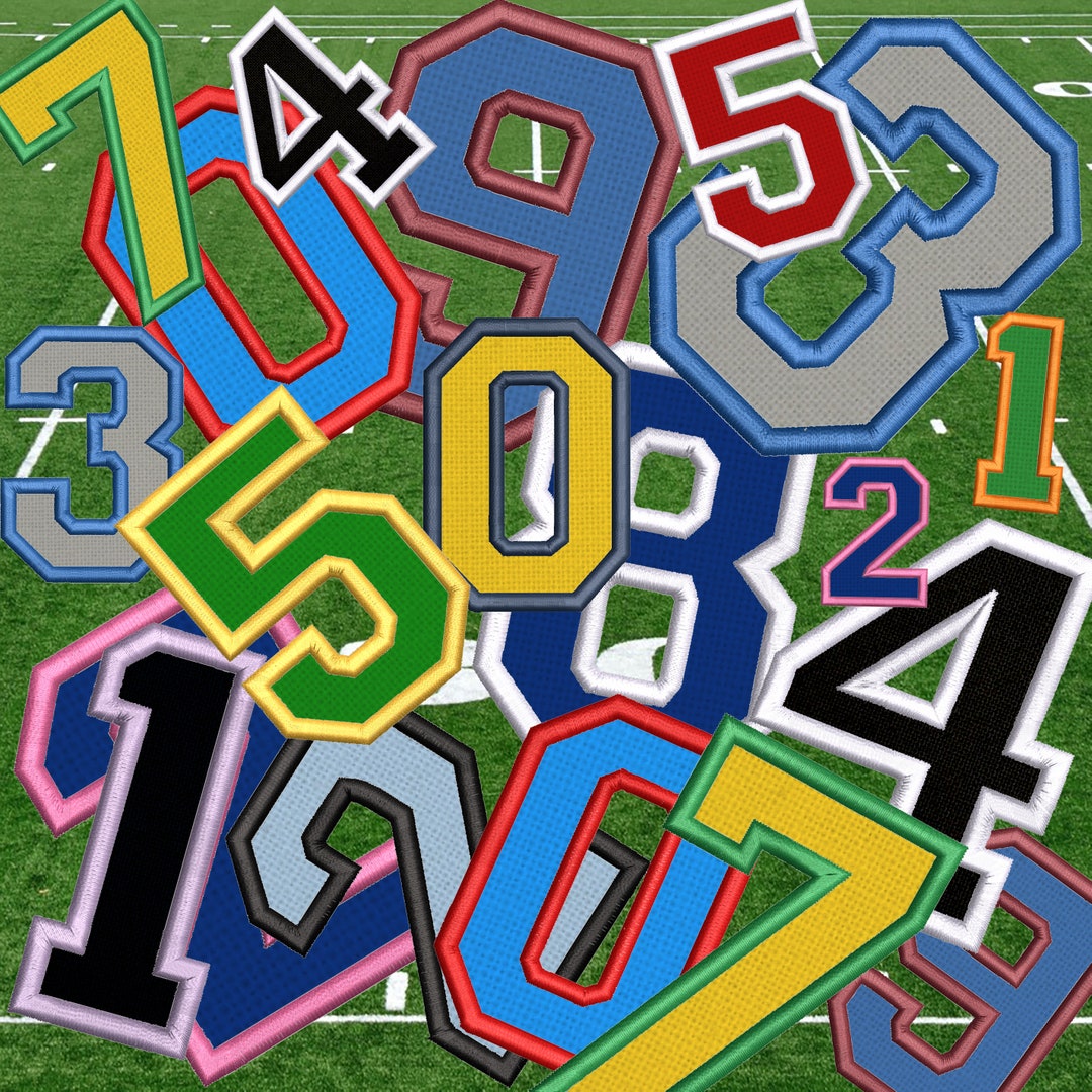 High School Varsity Numbers Patch College Letterman Jacket Embroidered ...