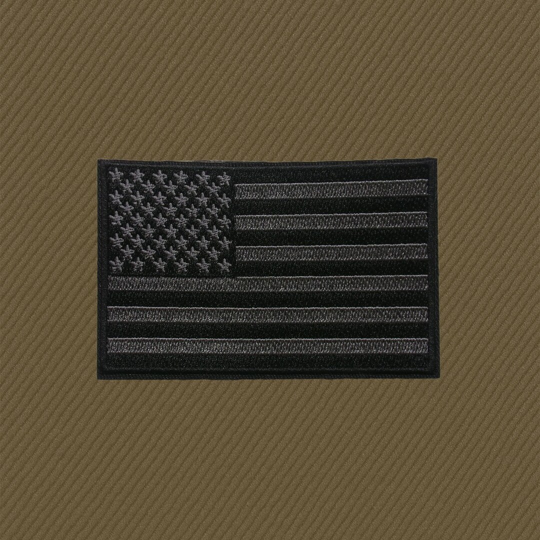 American Flag Patch USA Emblem Black & Grey Embroidered Iron on Applique for Backpacks, Military ...