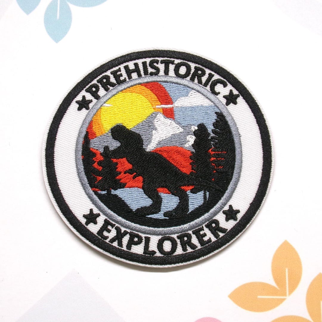 Iron-on Prehistoric Explorer Patch/t-rex Patch/sew-on Dino Badge/embroidered/dinosaur Lover Gift ...