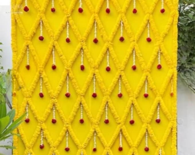 Marigold Garland Backdrop, Indian Wedding Decor, Haldi Mehndi Puja - Etsy