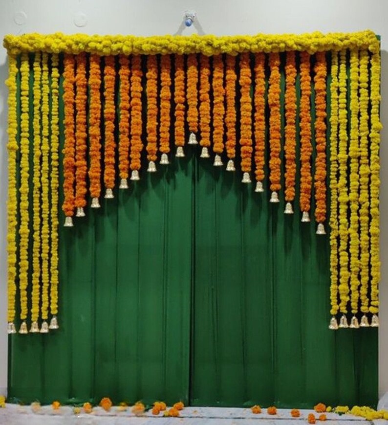 Marigold Garland Backdrop, Indian Wedding Decor, Puja, Haldi, Mehndi - Etsy