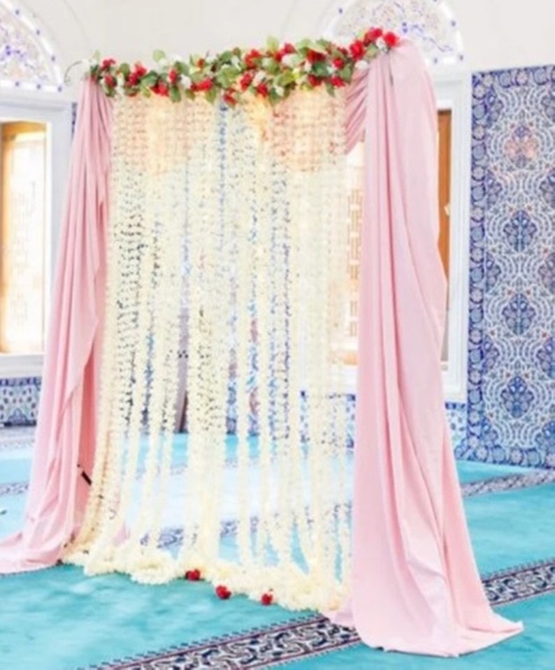 Nikah Pardah Partition of White Blossom Flower Garlands, Nikah Decor ...