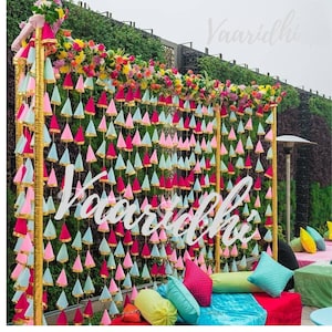5 Feet Long Multicolor Frill Hanging Strings for Indian Decoration ...