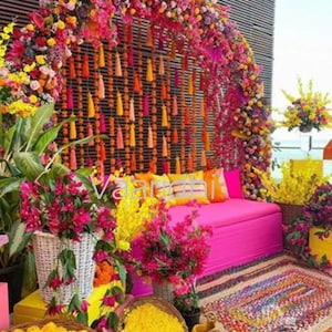 6 Ft Pastal Shades Tassel String Hangings for Wedding Decor Mehndi ...