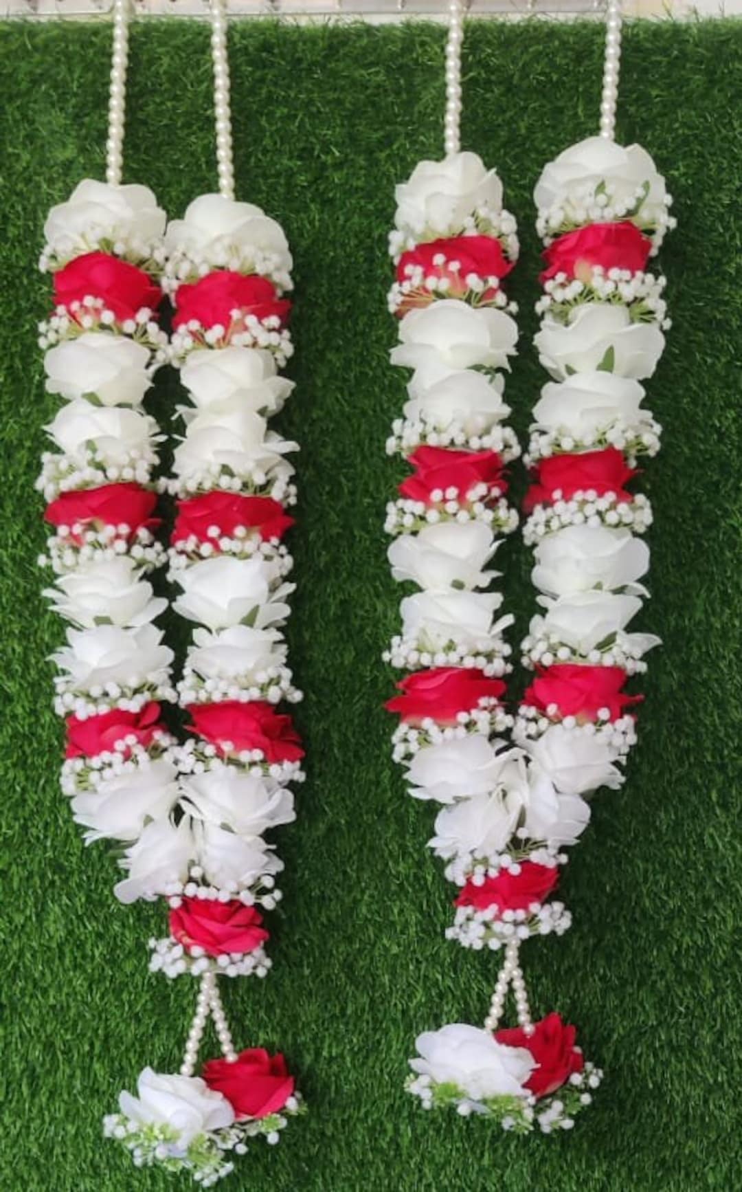 Rose and Baby Breath Flower Varmala Design for Jaimala Milni Mala ...