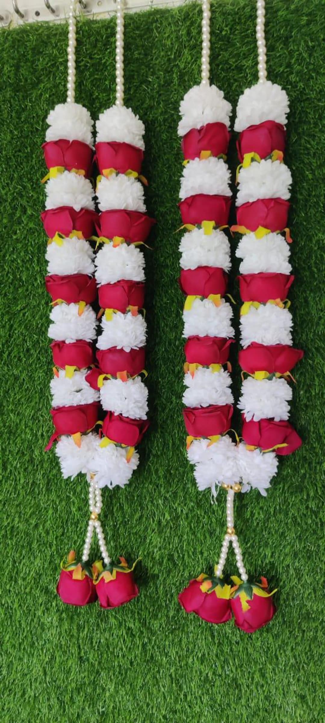 Rose & Carnation Varmala Pair for , Wedding Mala, Engagement Garland ...