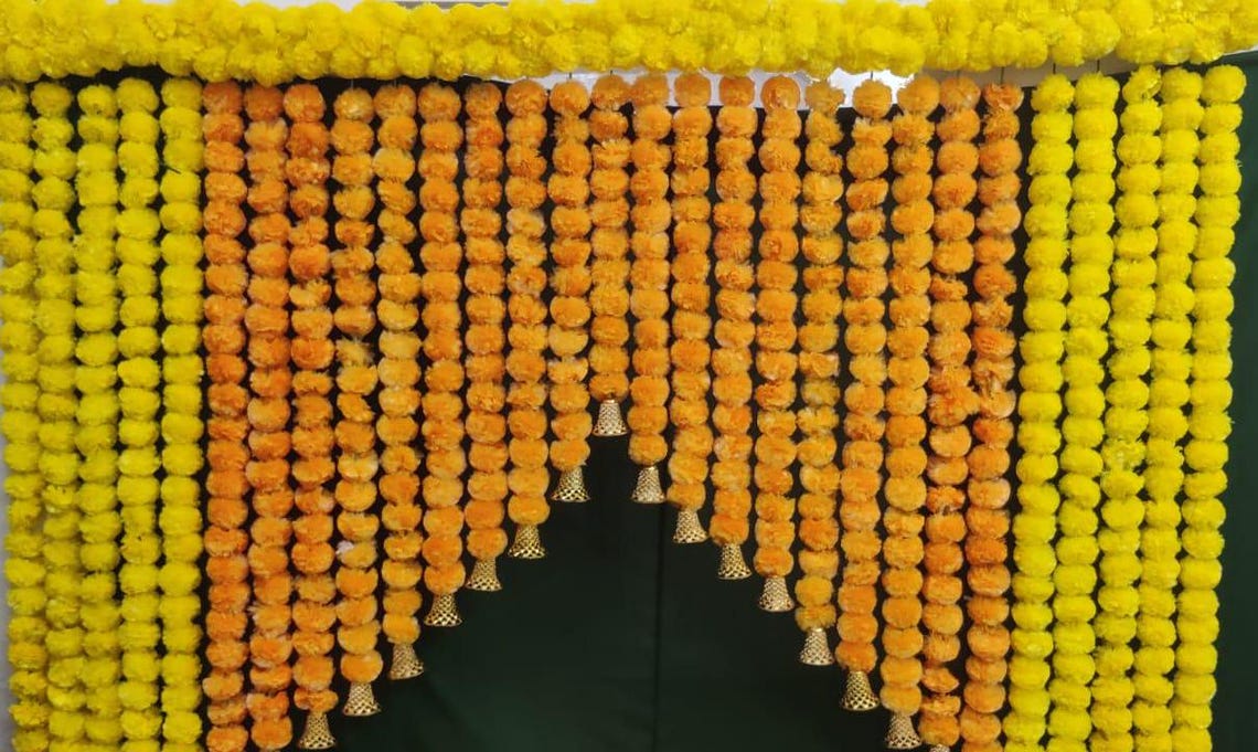 Marigold Garland Backdrop, Indian Wedding Decor, Puja, Haldi, Mehndi - Etsy
