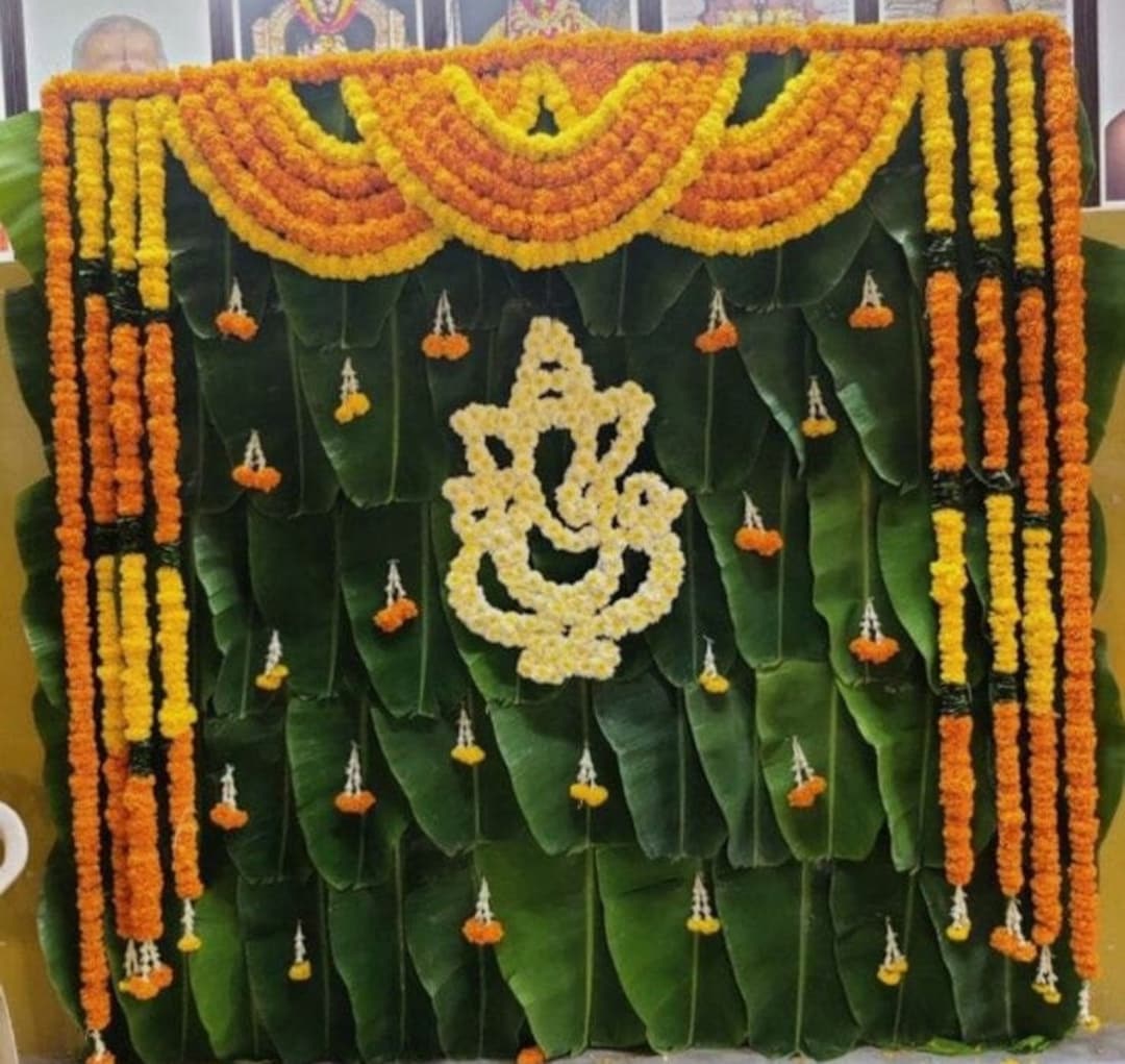 Marigold Garland Backdrop Puja Backdrop for Haldi Decor Backdrop ...