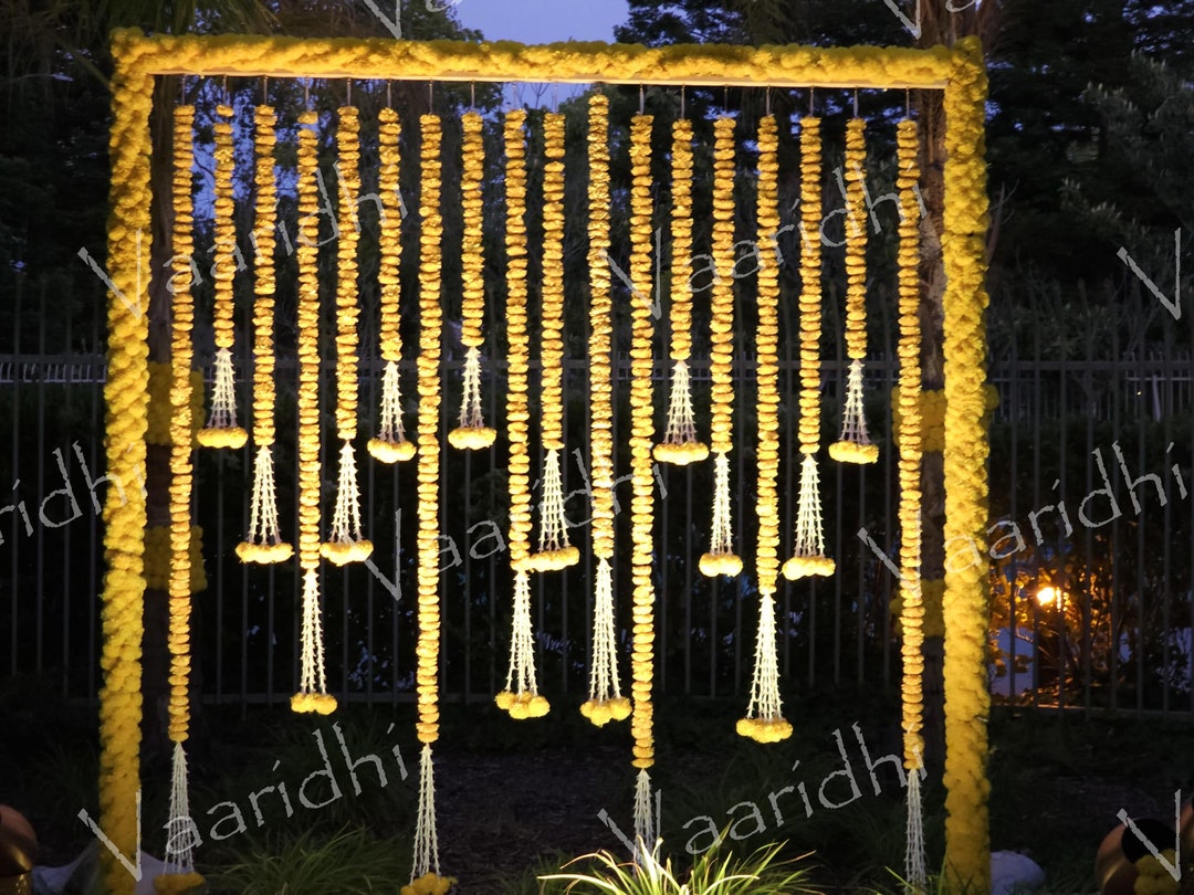Haldi Set of Marigold Rajigandha/lilly Tassel Hangings for Haldi Decor ...