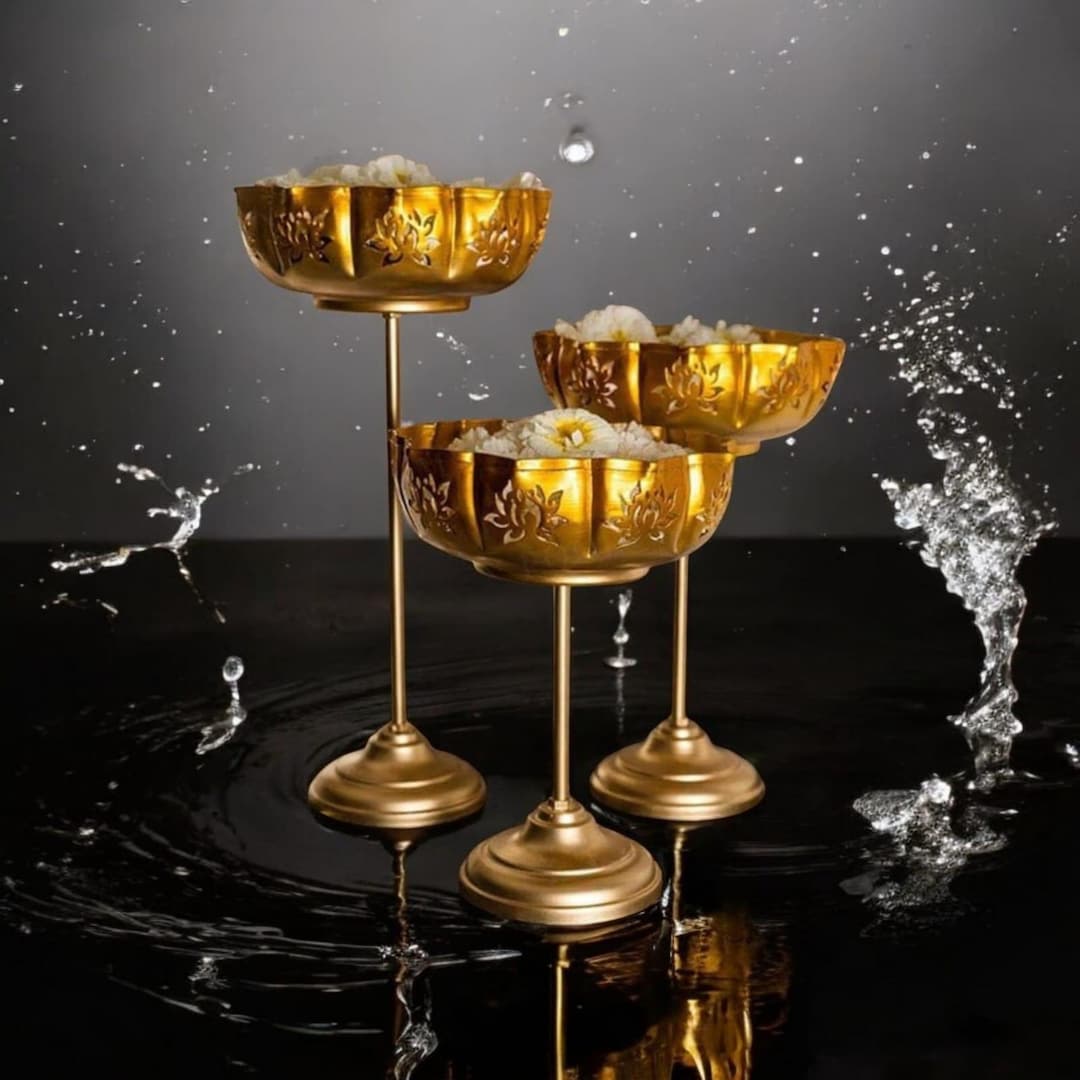 Brass Urli Bowl Set for Decoration Home Decor Table /wedding and Event ...
