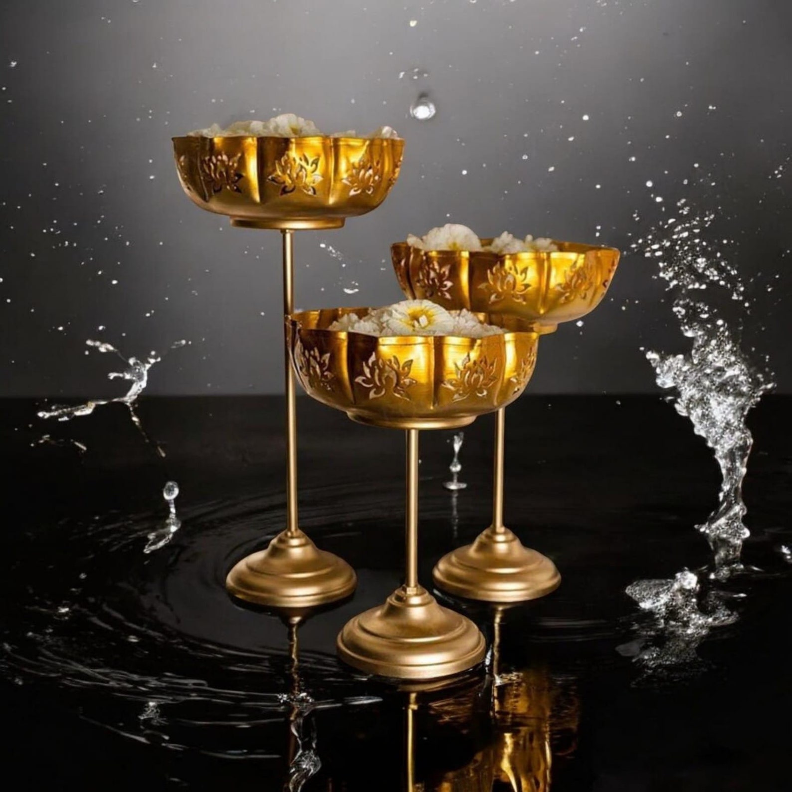 Brass Urli Bowl Set for Decoration Home Decor Table /wedding and Event ...